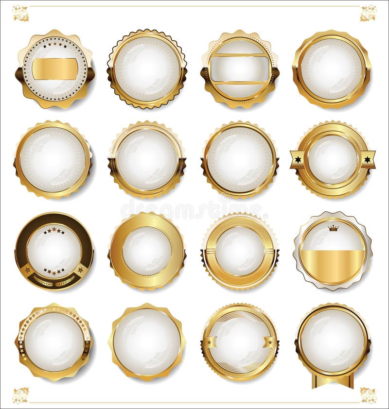 Golden Empty White Labels Retro Vintage Design Collection Stock Vector ...
