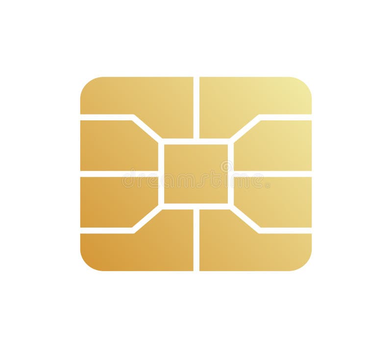 Golden EMV Chip Icon. Secure Online Banking Microchip. Stock Vector ...