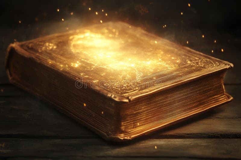 Golden Enchanting Book of Magic and Secrets Stock Illustration ...