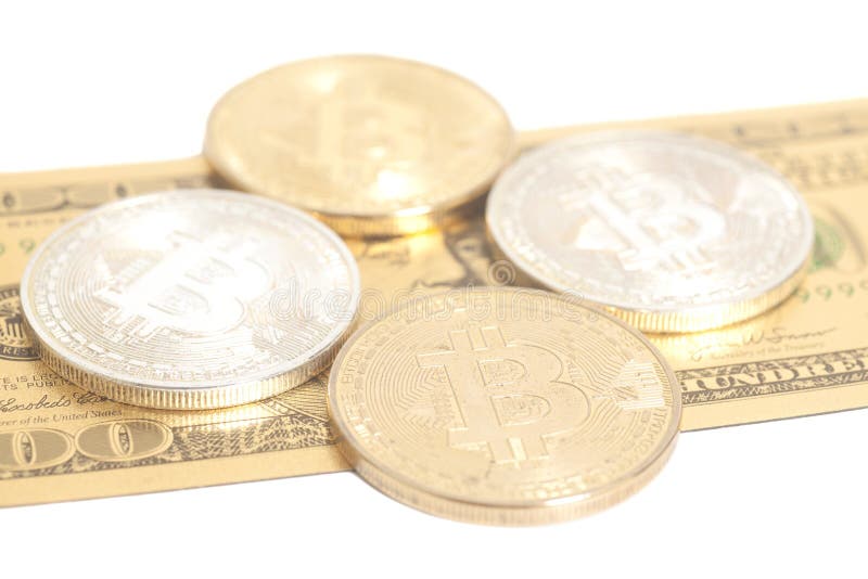 Golden End Silver Bitcoins with U.S Stock Photo - Image of business ...