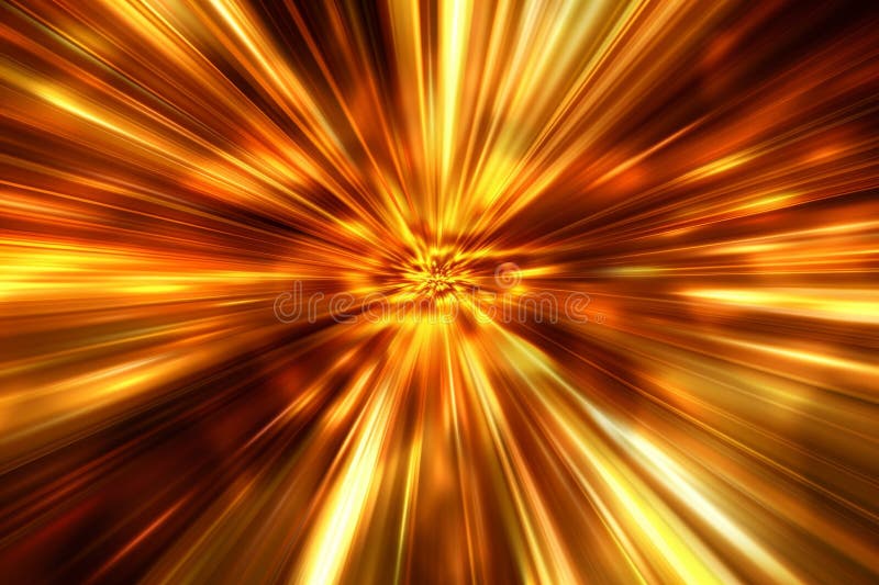 Golden Energy Burst Explosion. Motion Blur Abstract Background. Digital ...