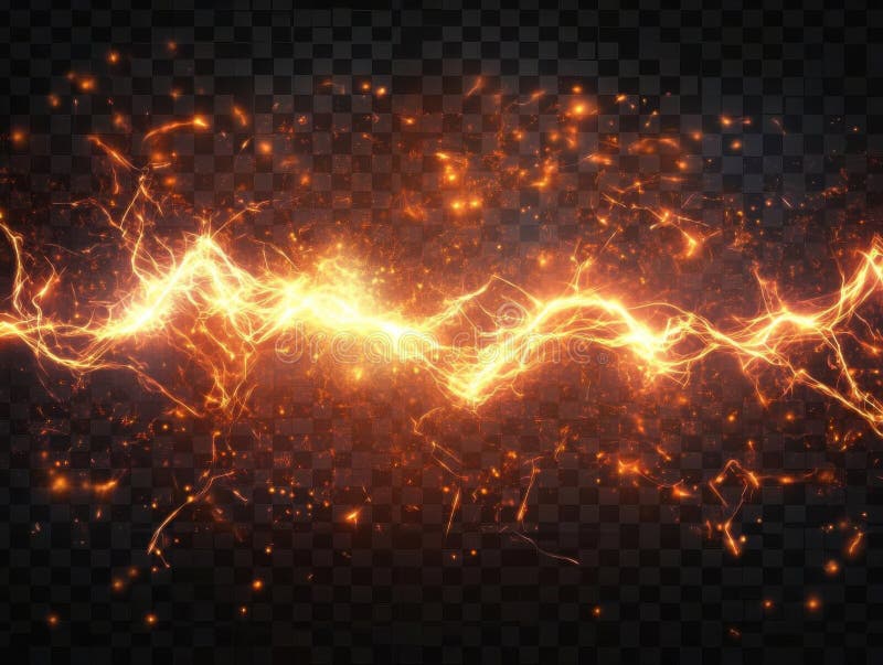 Golden Energy Flows Seamlessly Across Transparent Background with ...