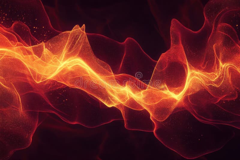Golden Energy Flows Smoothly through Dark Space, Digital Art with ...