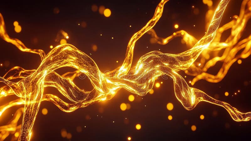 Golden Energy Vortex with Electric Sparks and Bokeh Effect a ...