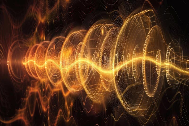 Golden Energy Wave Flowing through Abstract Space Time Continuum Stock ...