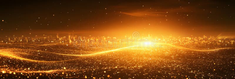 Golden Energy Wave Pattern with Particles Stock Illustration ...