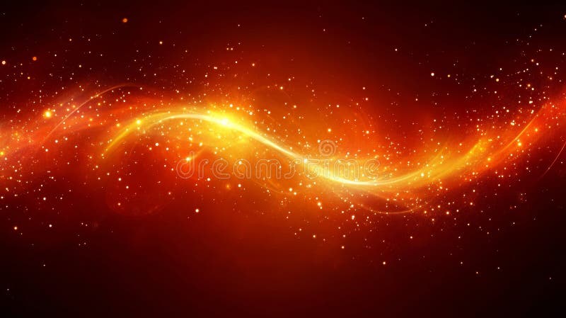 Golden Energy Wave through Red Cosmic Dust Stock Illustration ...