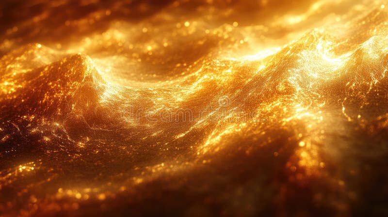 Golden Energy Waves, Abstract Background, Digital Art, Website Design ...