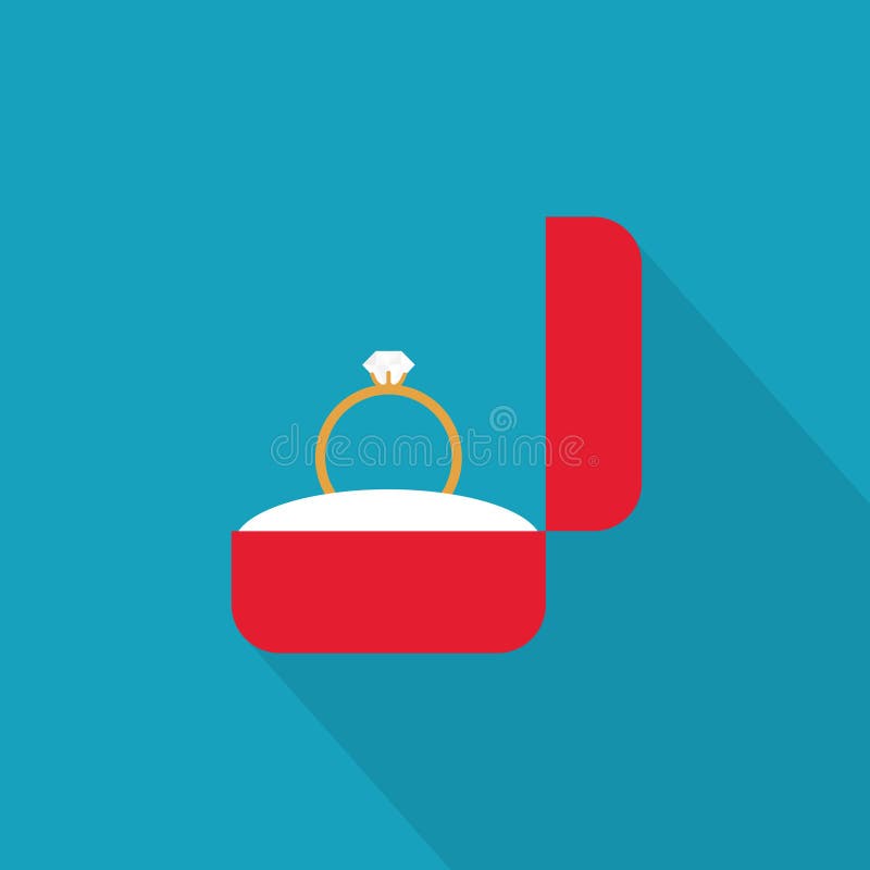 Golden Engagement Ring in a Box Icon Stock Vector - Illustration of ...