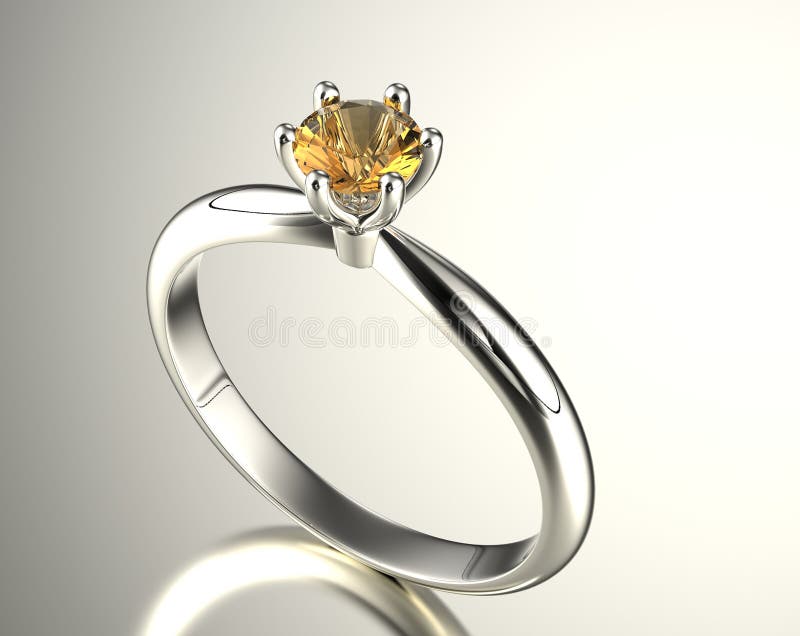 Golden Engagement Ring with Jewelry Gemstone Stock Illustration ...