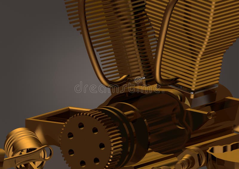 Golden Engine Disassembled on a Black Stock Illustration - Illustration ...