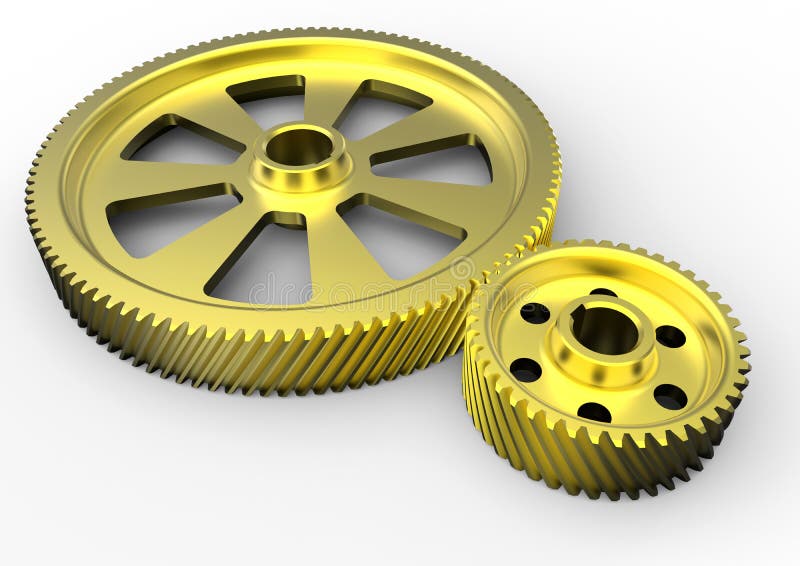 Golden engineering gears stock illustration. Illustration of steel ...