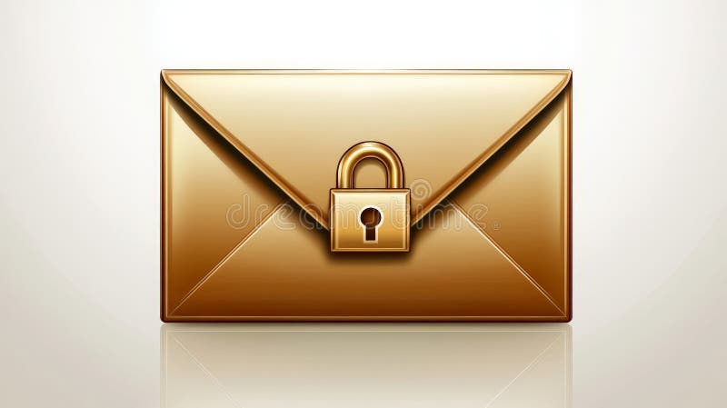 Golden Envelope with a Central Lock Symbol, Representing Secure Email ...