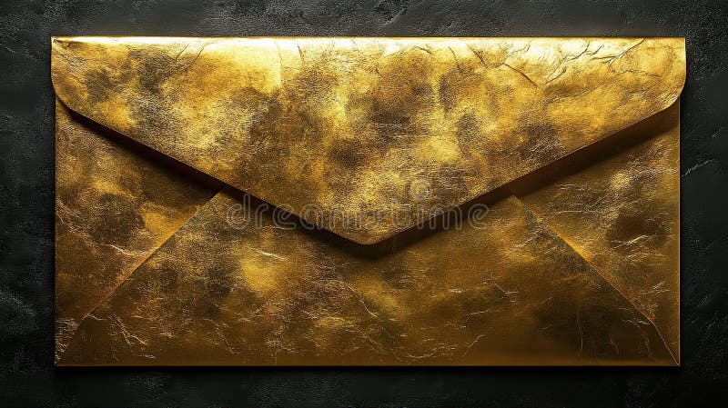 Golden Envelope, Dark Background, Luxury Mail, Invitation Stock ...