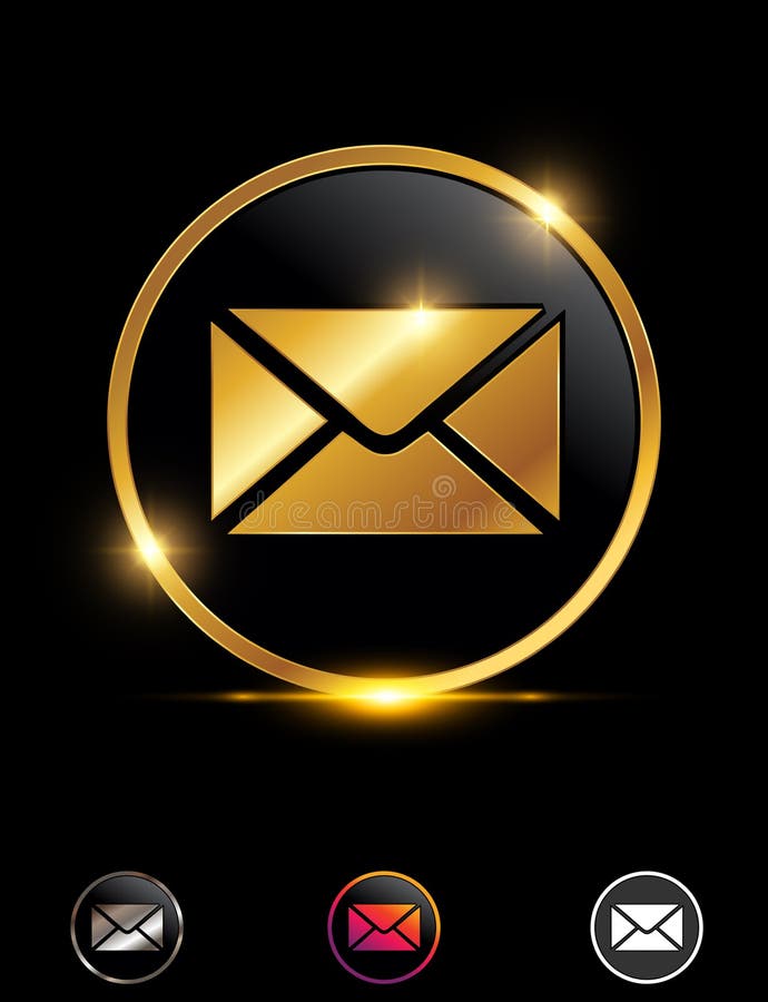Golden envelope icon stock vector. Illustration of email - 162307562