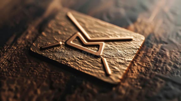 Golden Envelope Symbol on a Rustic Surface Stock Illustration ...