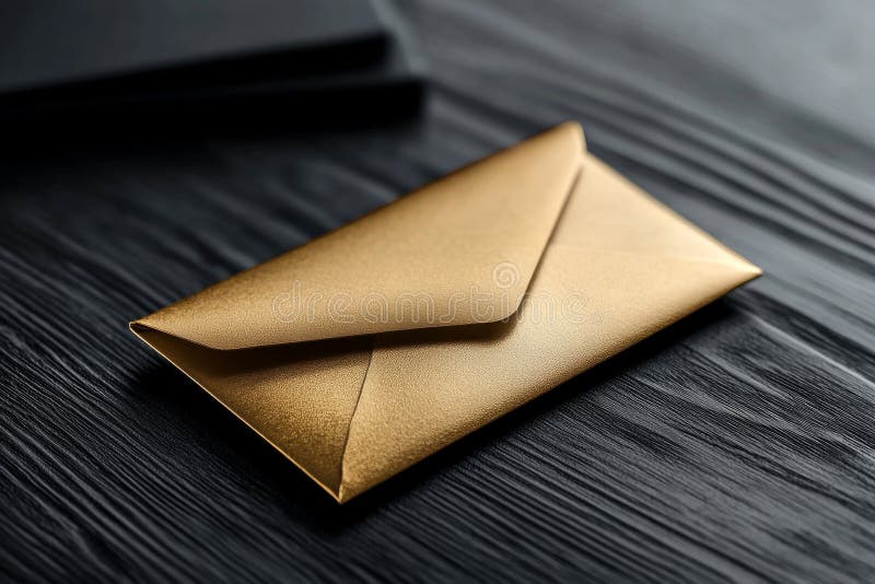 Golden Envelope on the Table, Mail or Invitation Concept Stock ...