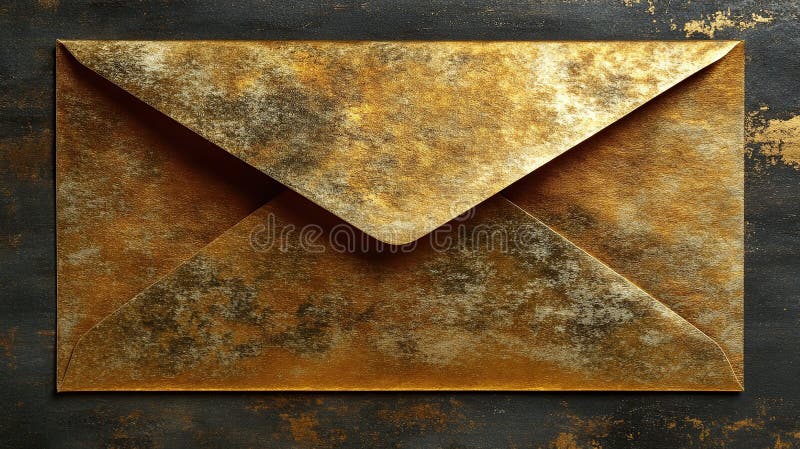 Golden Envelope, Textured Surface, Dark Background, Message Delivery ...