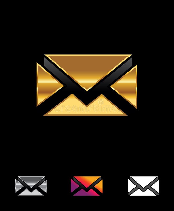 Golden Envelope Vector Sign Stock Vector - Illustration of holiday ...