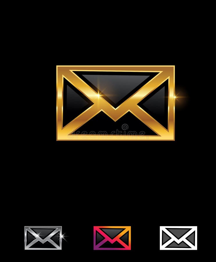 Golden Envelope Letter Circle Sign Stock Vector - Illustration of ...