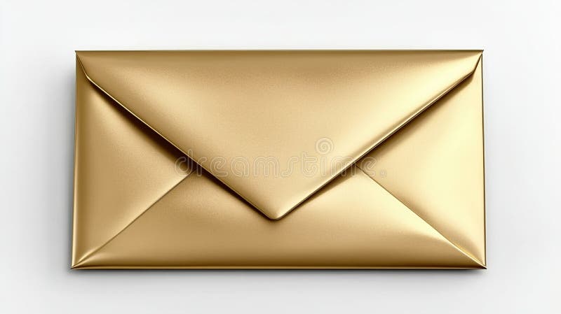 Golden Envelope, White Background, Communication, Message Stock ...