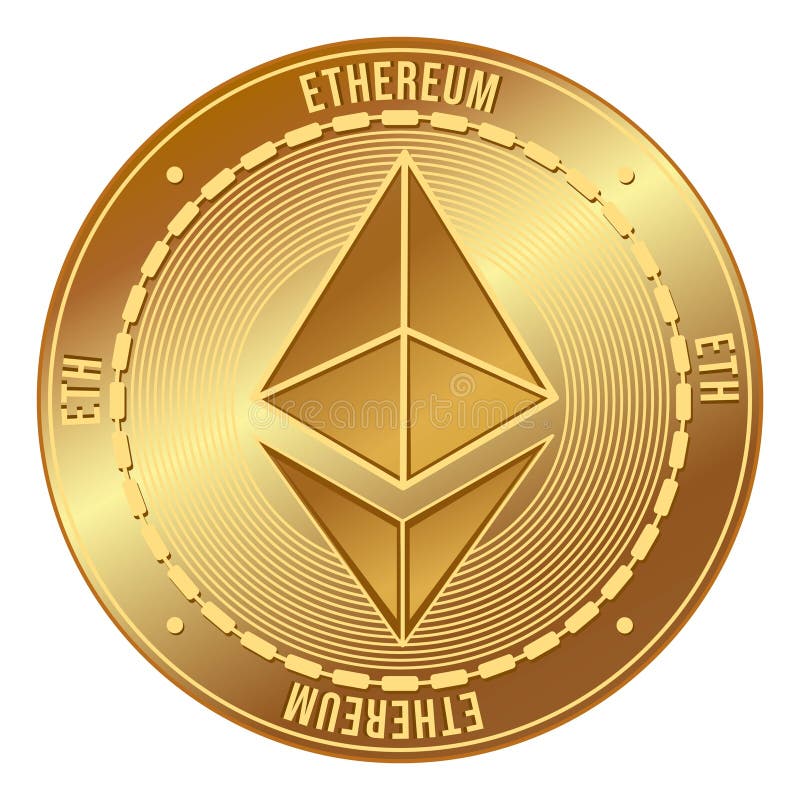 Golden ethereum coin icon editorial image. Illustration of business ...