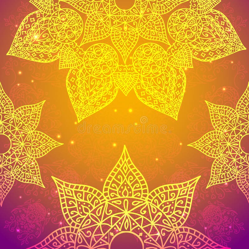 Golden Ethnic Indian Background. Stock Illustration - Illustration of ...