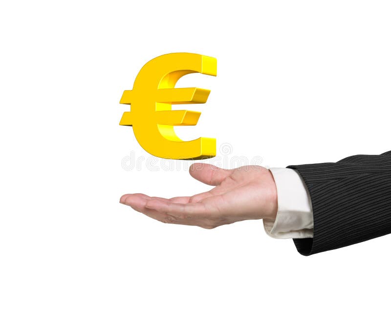 Golden Euro Sign in Man S Hand Stock Image - Image of bright ...