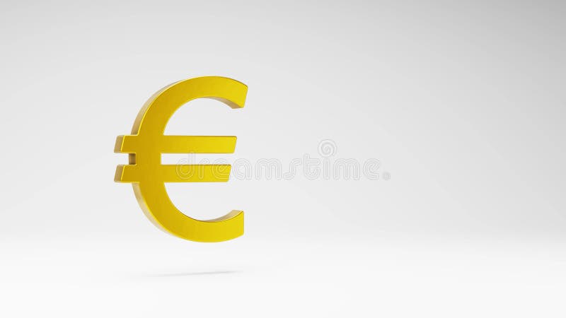 Golden Euro Symbol Shape Spinning on Studio Light Gray Background Stock ...