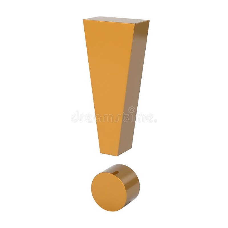 Golden Exclamation Mark 3D Render on Transparent Background Stock ...