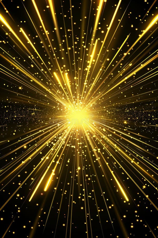 Golden Explosion, Abstract Particles Background with Light Trails and ...