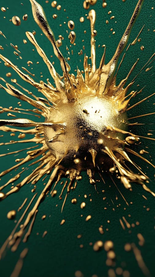 Golden Explosion Against a Dark Green Backdrop Stock Illustration ...