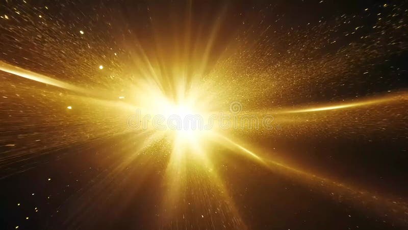 Golden Explosion of Light and Particles on Dark Background, Creating a ...