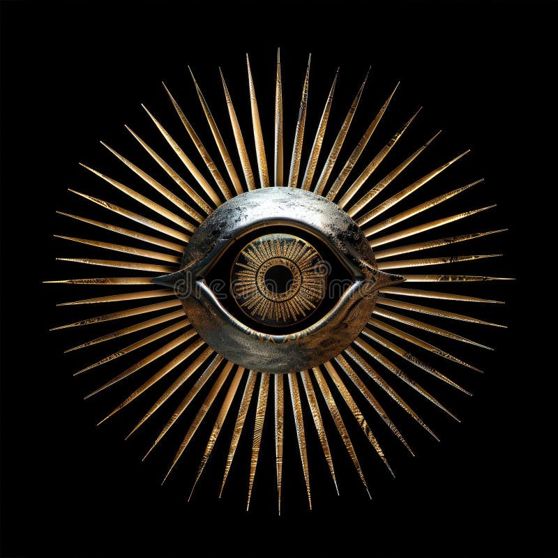 A Golden Eye with a Crown on it Against a Black Backdrop Stock Photo ...