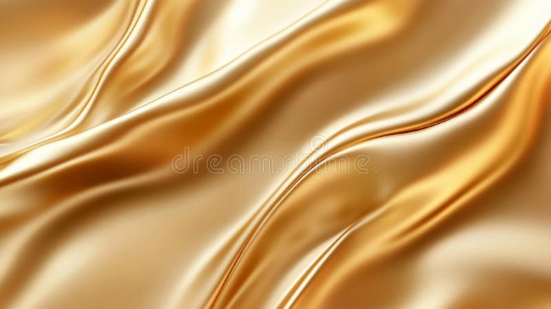 Golden Fabric Draped in Smooth, Elegant Waves Stock Illustration ...