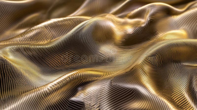 Golden Fabric Flows Smoothly, Creating Elegant Waves with Texture ...
