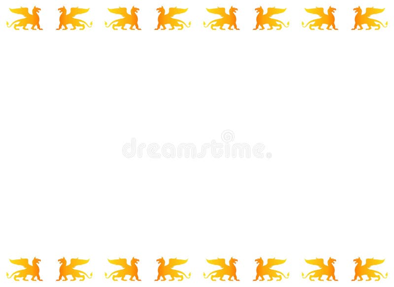 Golden Face To Face Griffon Seamless Frame - Cdr Format Stock Vector ...