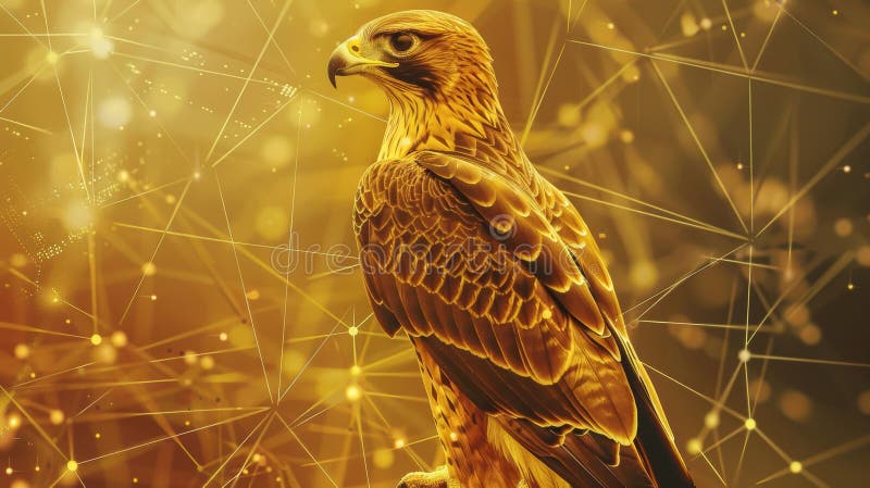 Golden Falcon on Blockchain Grid Symbolizing Cryptocurrency Security ...