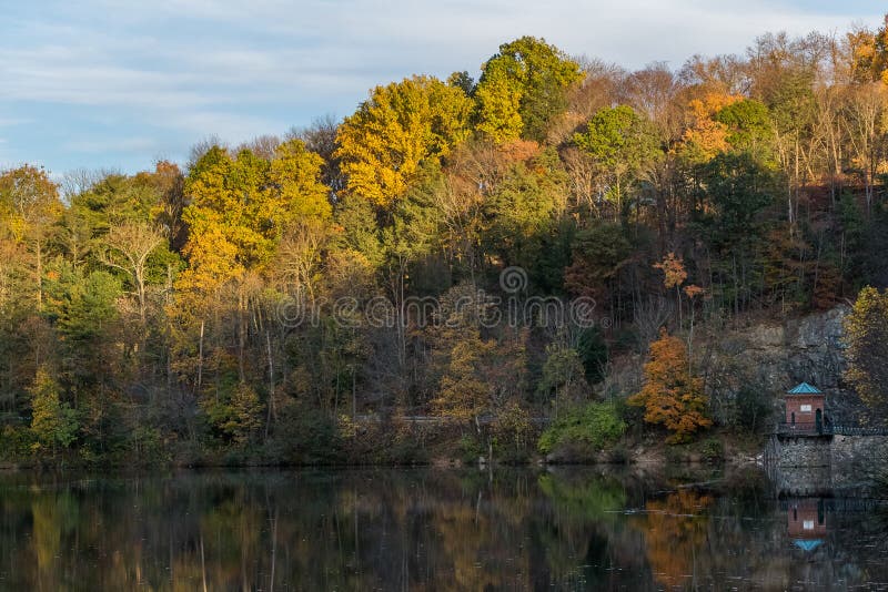 Golden Fall Foliage at Sunset Stock Photo - Image of reflection, vivid ...