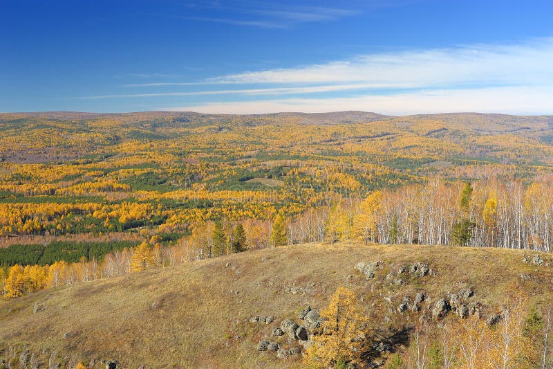Golden Fall in Ural Mountain Range Stock Photo - Image of edge, leaf ...
