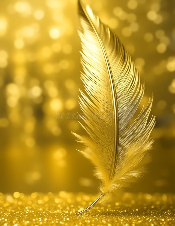 Golden feather stock illustration. Illustration of closeup - 323269603