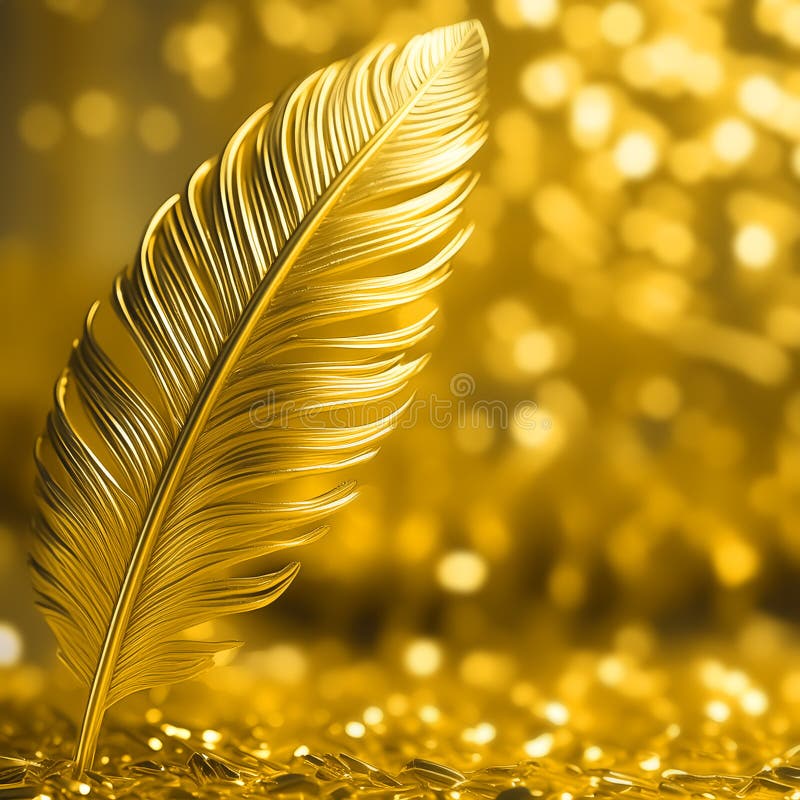 Golden feather stock illustration. Illustration of high - 333686196
