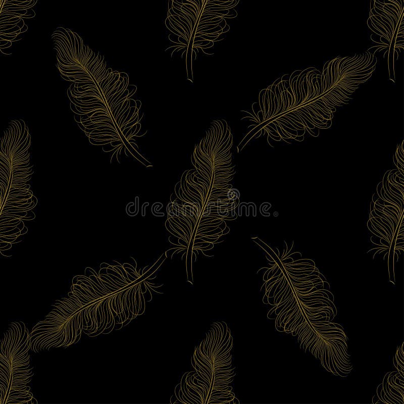 Golden Feather Decor Seamless Pattern Stock Vector - Illustration of ...