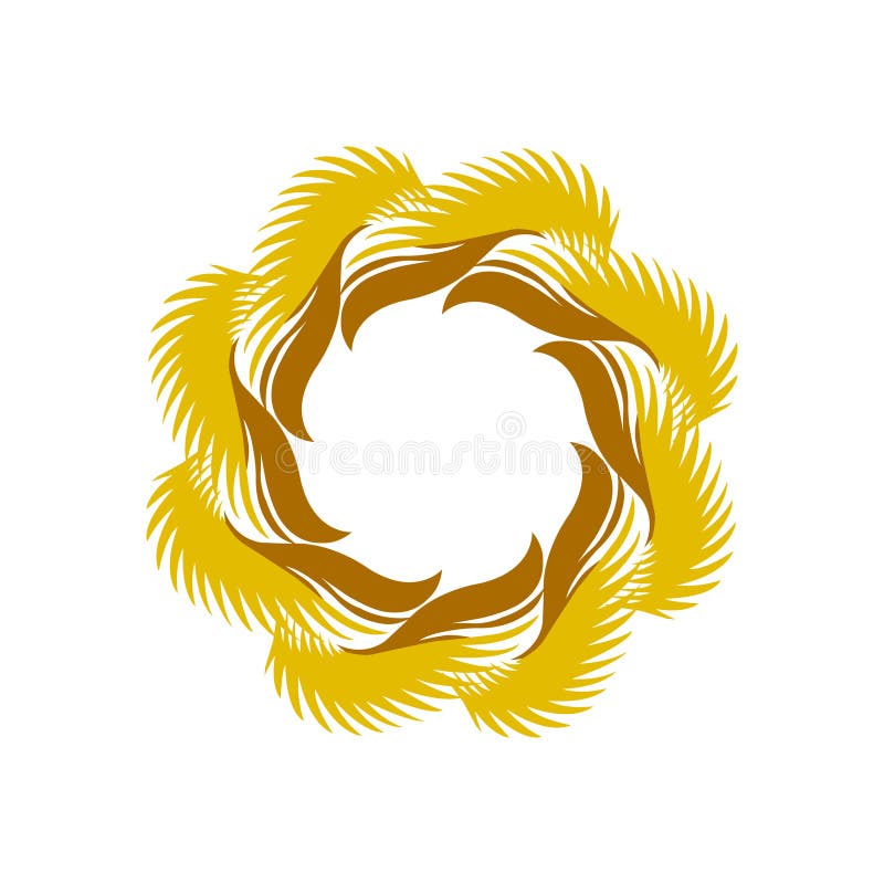 Golden Feather Leaf Abstract Circular Design Stock Vector ...