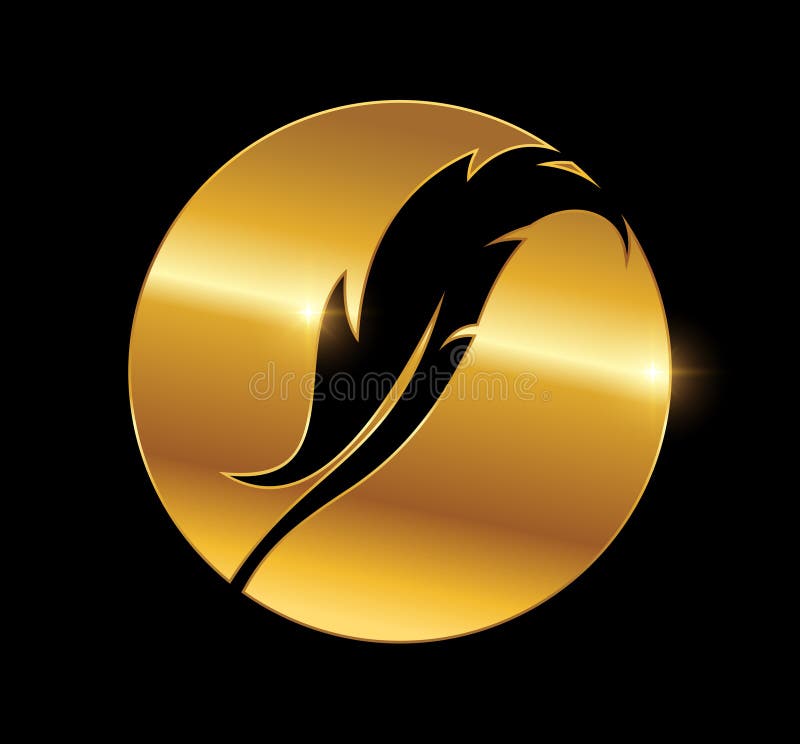 Golden Feather Logo Vector Icon Stock Vector - Illustration of feather ...