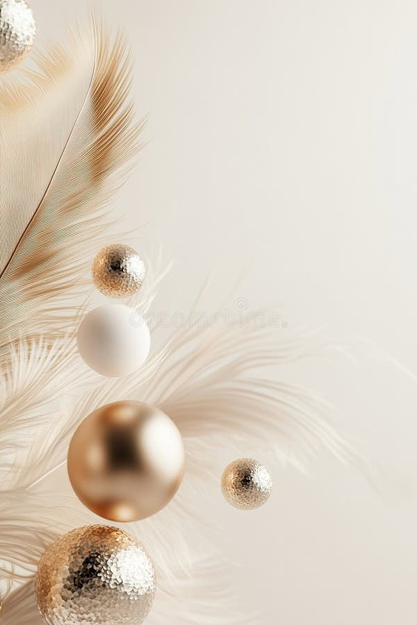 Golden Spheres Float Beige Background Stock Photos - Free & Royalty ...