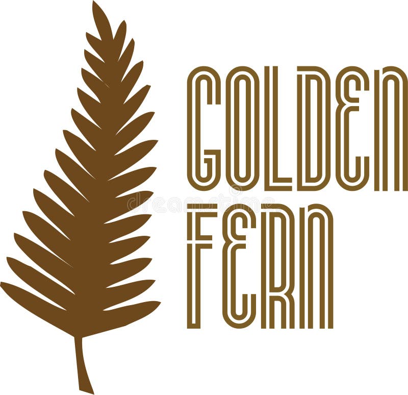 Golden Fern Logo with Leaf and Vintage Font Stock Vector - Illustration ...