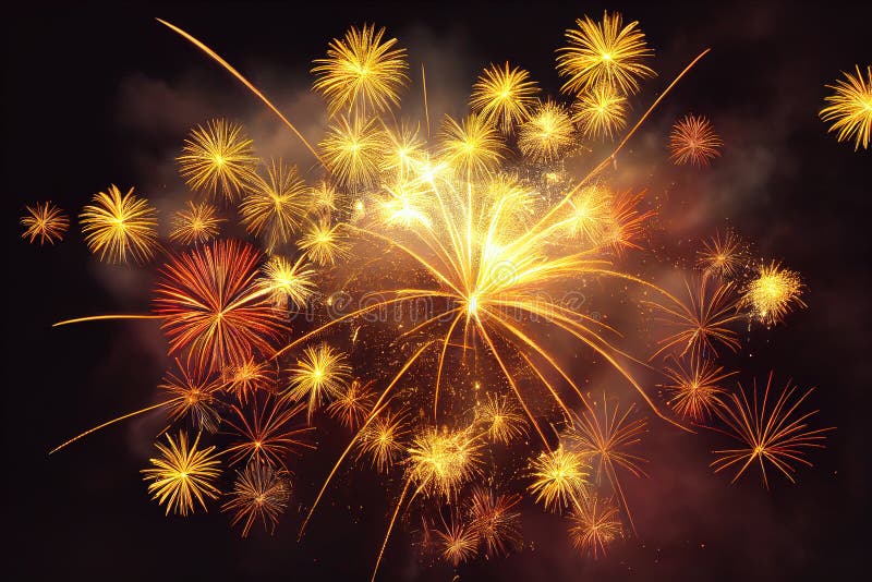 Golden Festive Fireworks. AI Generated Stock Photo - Image of jubilee ...