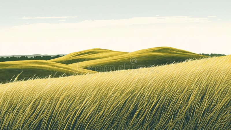 Golden Field Hills Pixel Art Landscape Stock Illustration ...
