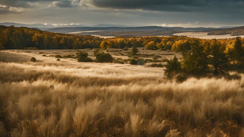 Golden Grass Fields with Dramatic Sky Stock Video - Video of rolling ...
